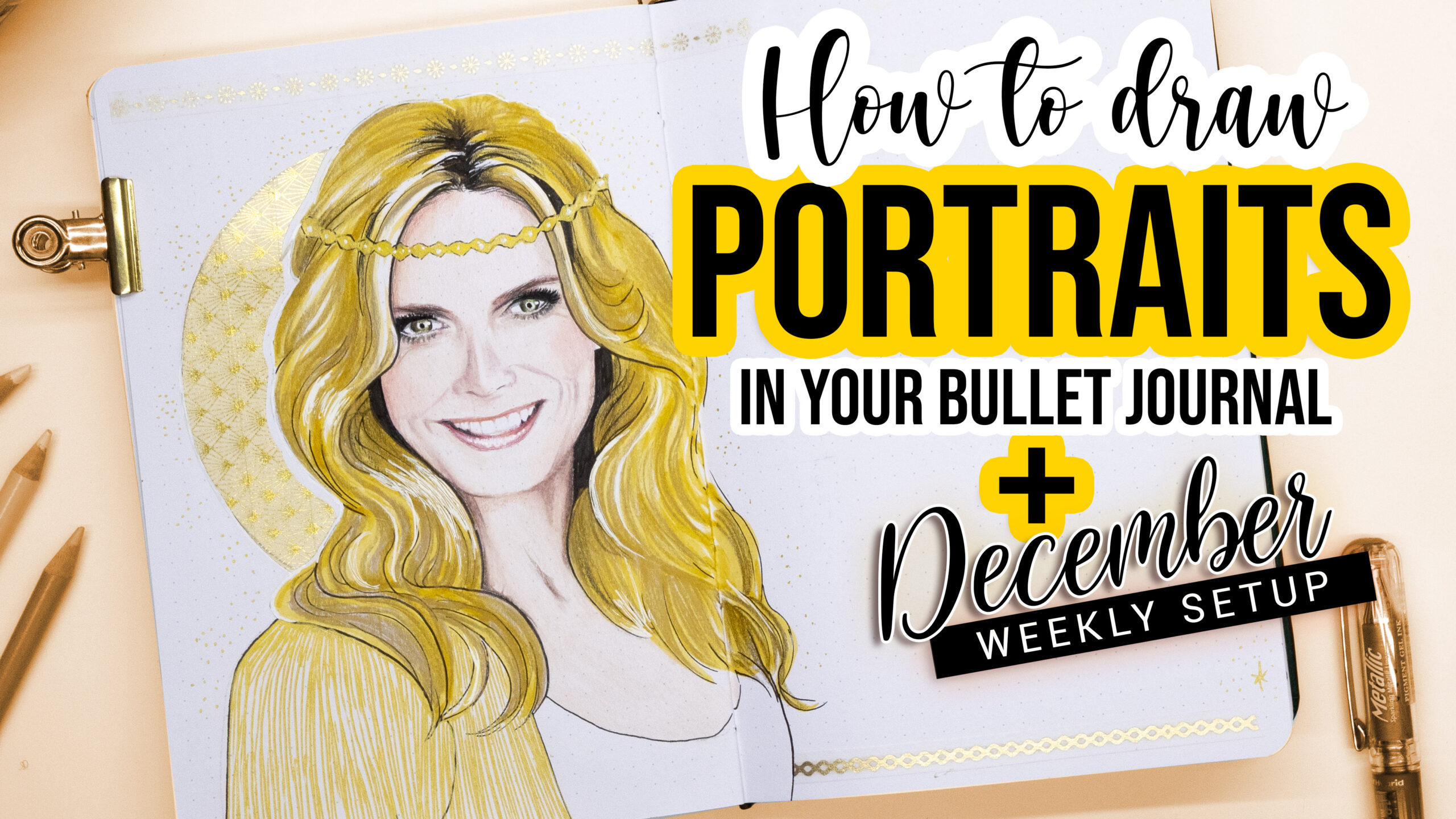 How to DRAW PORTRAITS in your Bullet Journal + December Weekly Setup ...