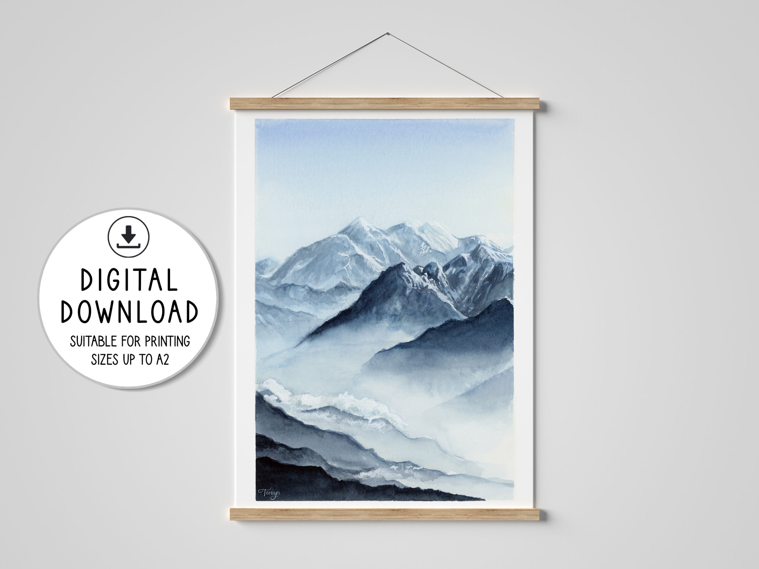 Himalayan Mountains Serene Watercolour Artwork | Downloadable Print ...